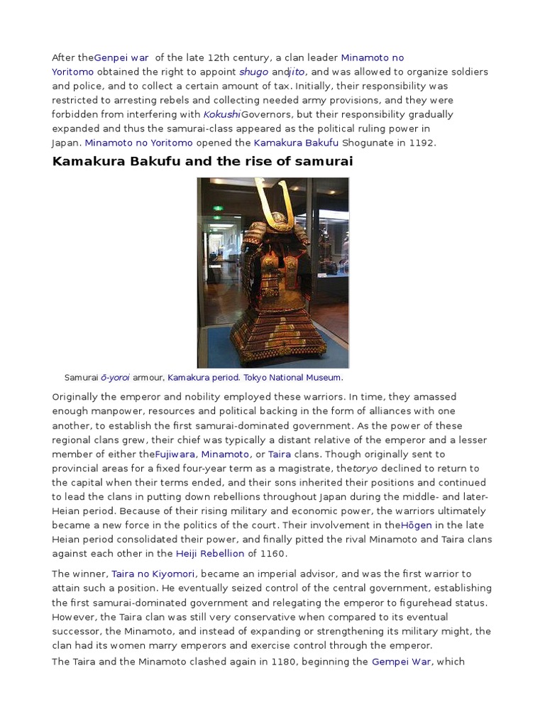 Genpei War | PDF | Shogun | Samurai