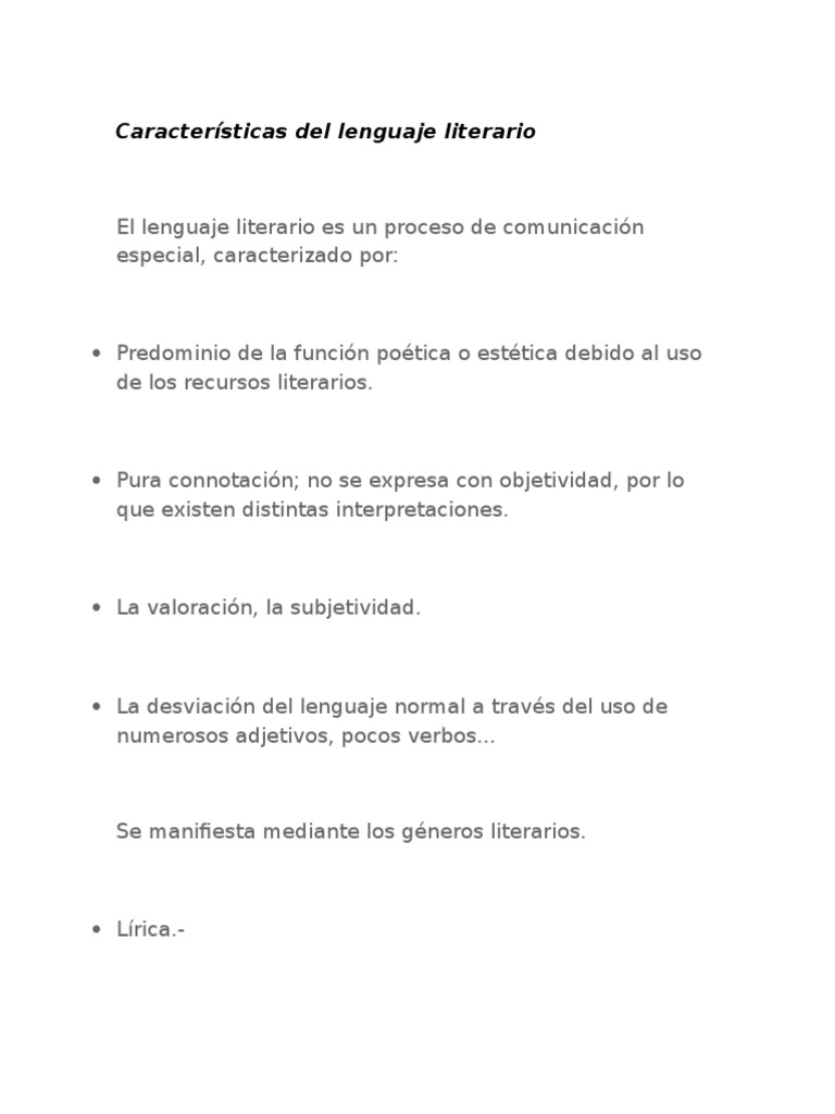 Características Del Lenguaje Literario | PDF | Narración | Narrativa