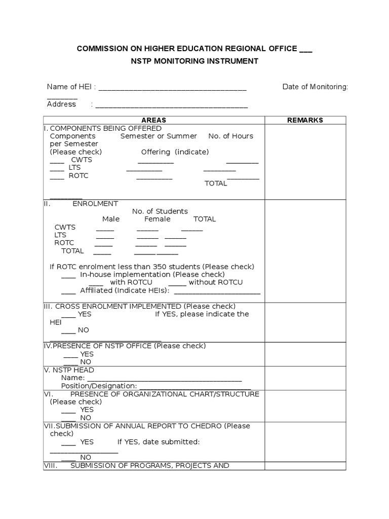 14 - NSTP Monitoring Instrument | PDF