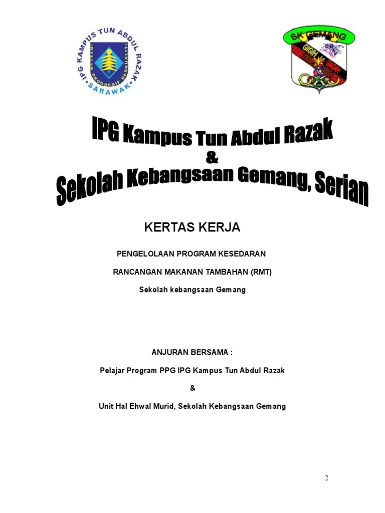 Contoh Kertas Kerja Program Kesedaran RMT | PDF