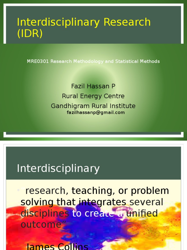 Importance Of Interdisciplinary Research Pdf Interdisciplinarity