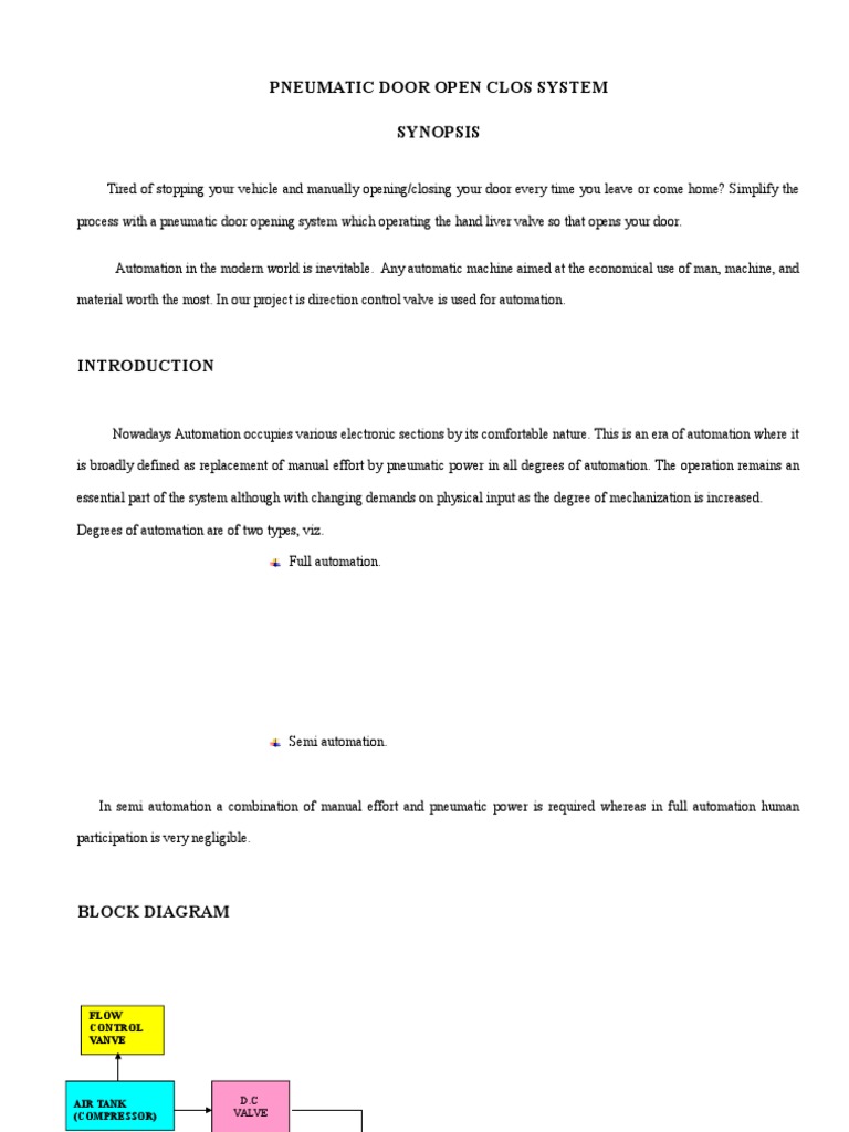 Pneumatic Door Open-Close System | PDF | Automation | Valve
