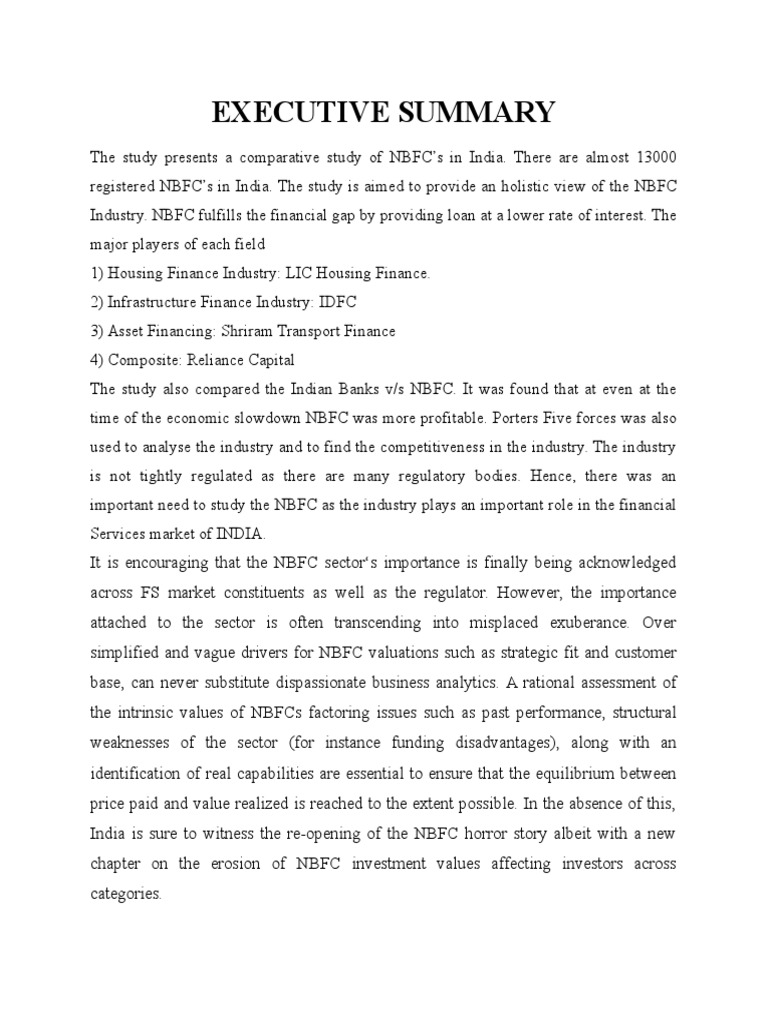 Nbfc Project Report Pdf Non Bank Financial Institution Banks