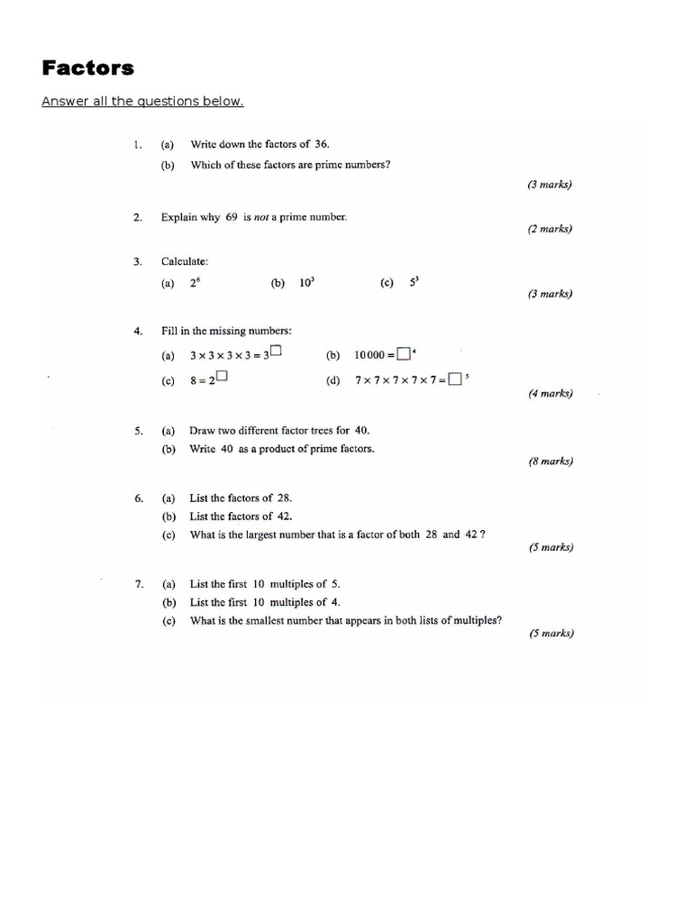 Factors: Answer All The Questions Below | PDF