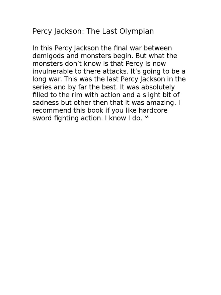 The Last Olympian: Final Battle Summary | PDF