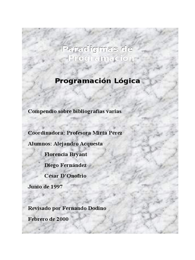 Prolog (Apunte) | PDF | Lenguaje de programación | Lógica de primer orden