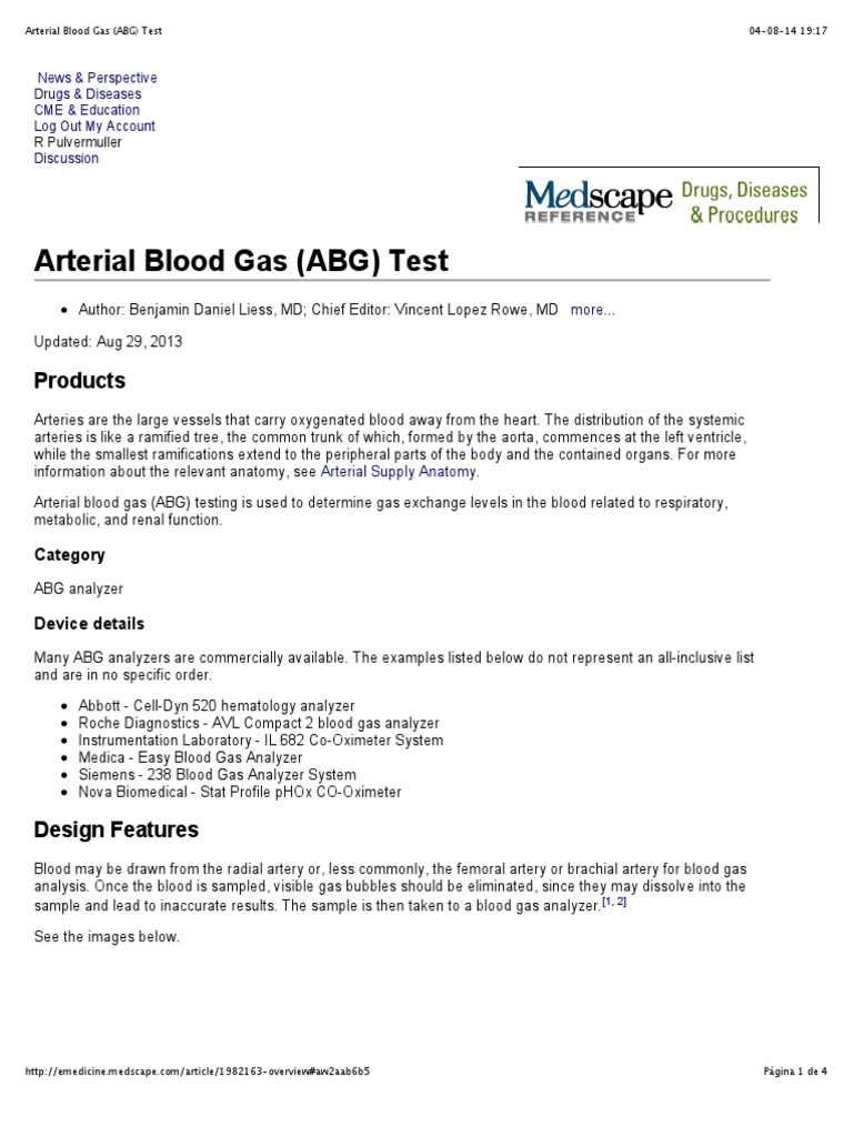 Arterial Blood Gas (ABG) Test | PDF | Physiology | Medicine