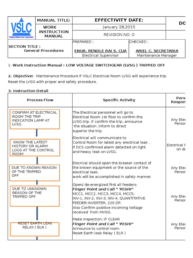 MVSG & LVSG Work Instruction Manual | PDF | Power Engineering ...