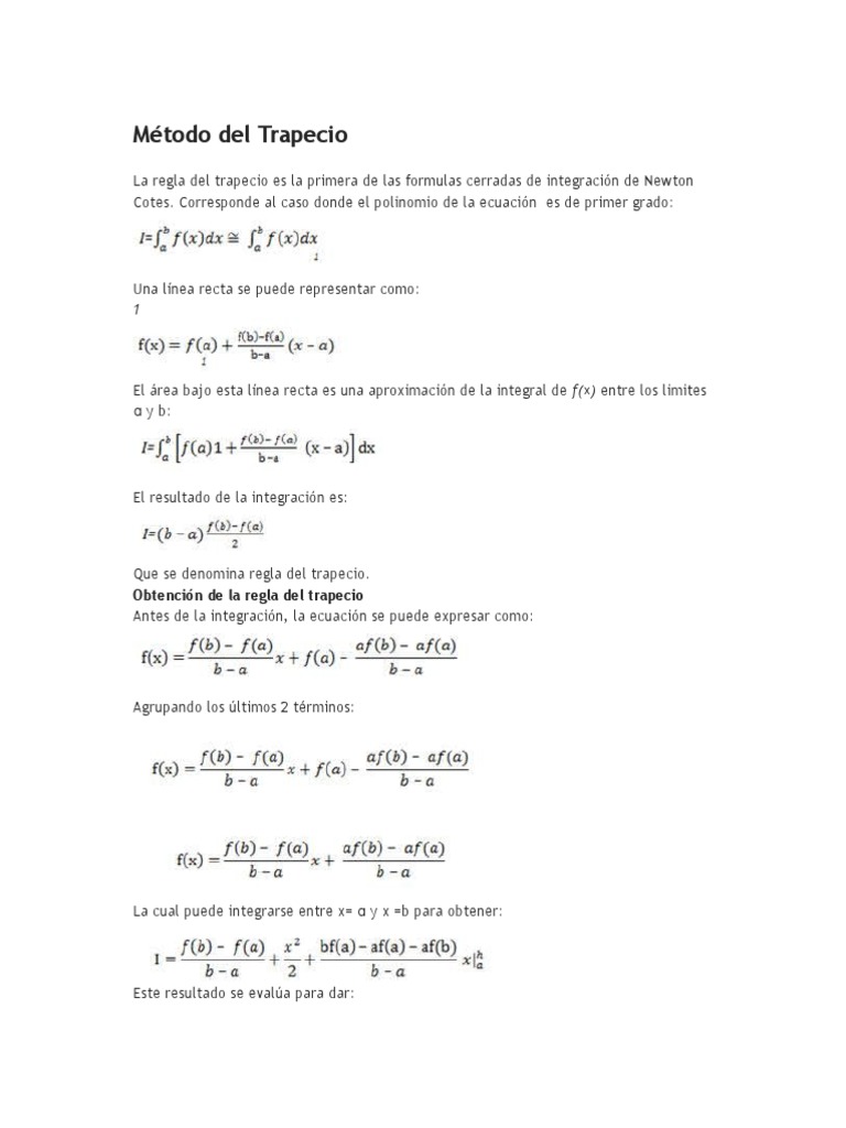 Método Del Trapecio | PDF | Integral | Análisis matemático