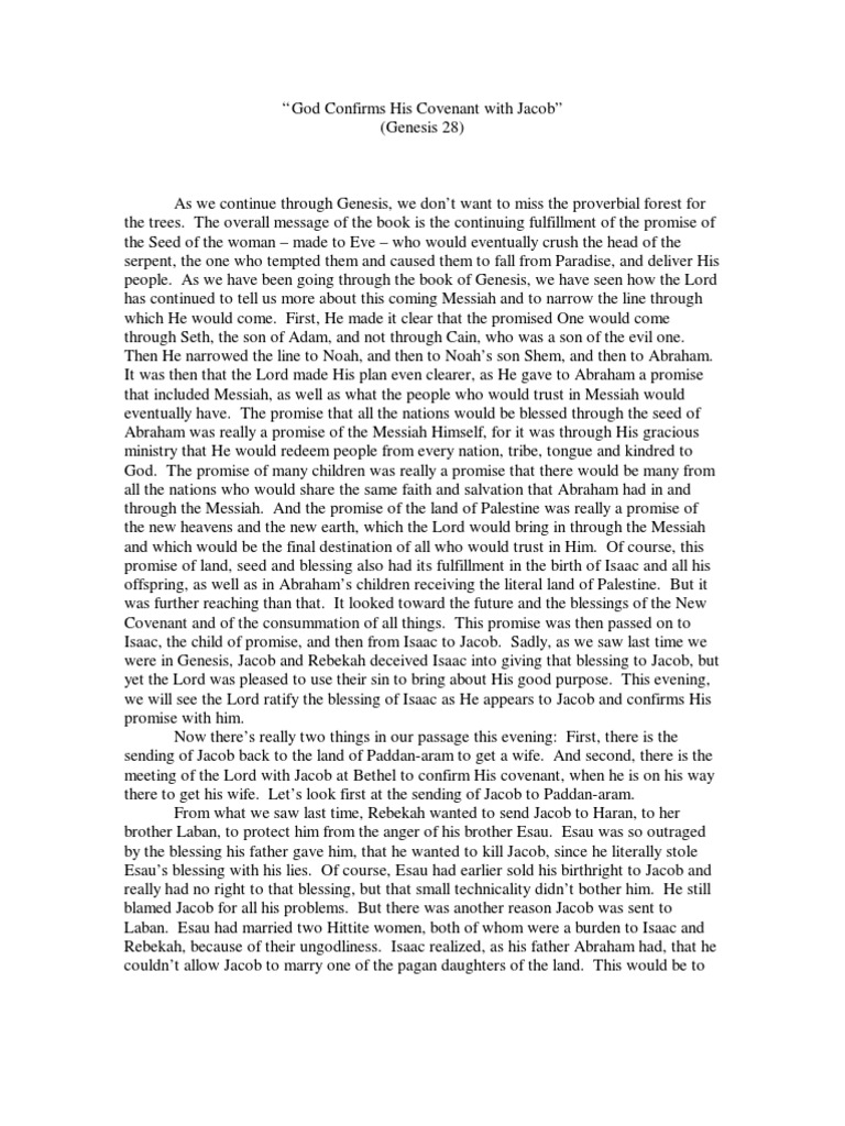 God's Covenant Confirmation with Jacob | PDF | Jacob | Isaac