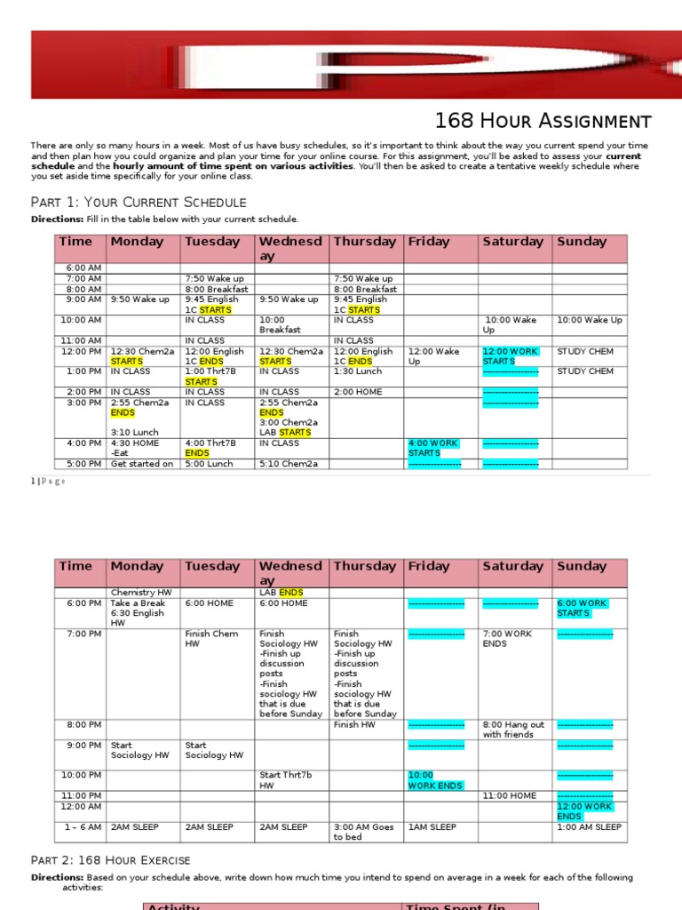 168 hour assignment (compatible version)-1 | Academic Term | Workweek ...