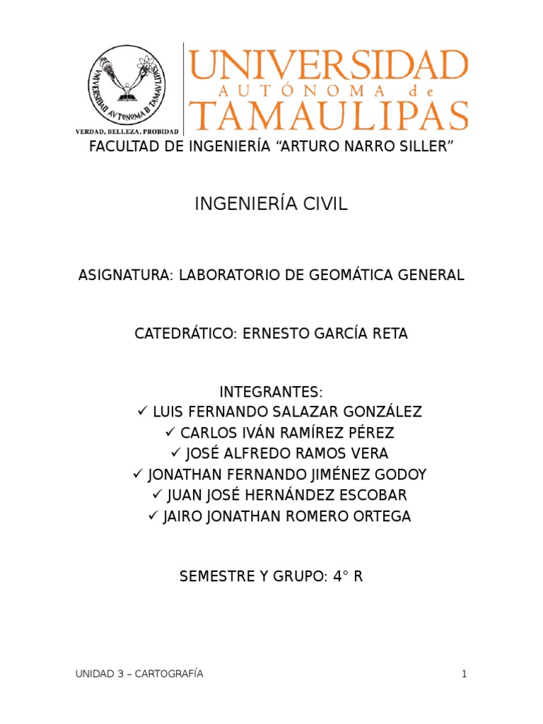 Unidad 3 - Lab. Geomatica | PDF | Cartografía | Geomática