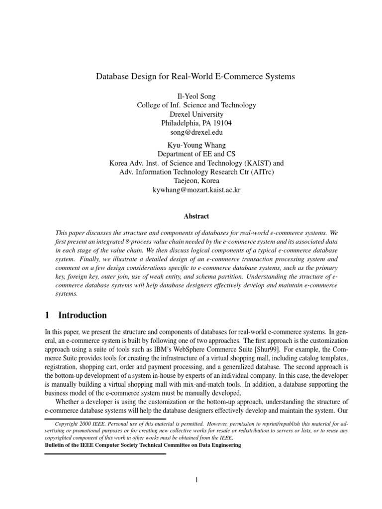 Database Design For Real-World E-Commerce Systems PDF | PDF