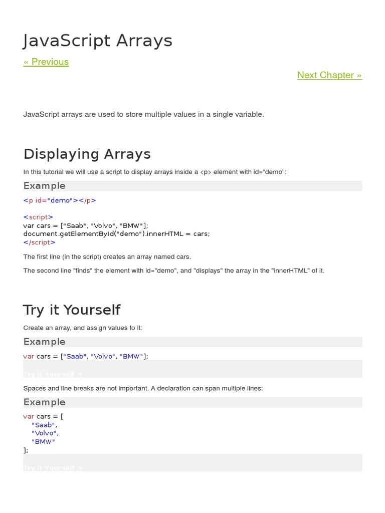 JavaScript Arrays | PDF | Array Data Type | Array Data Structure