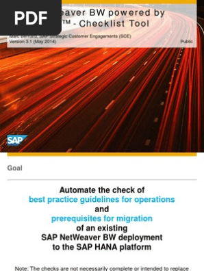 Sap Bw On Hana Checklist Clipart