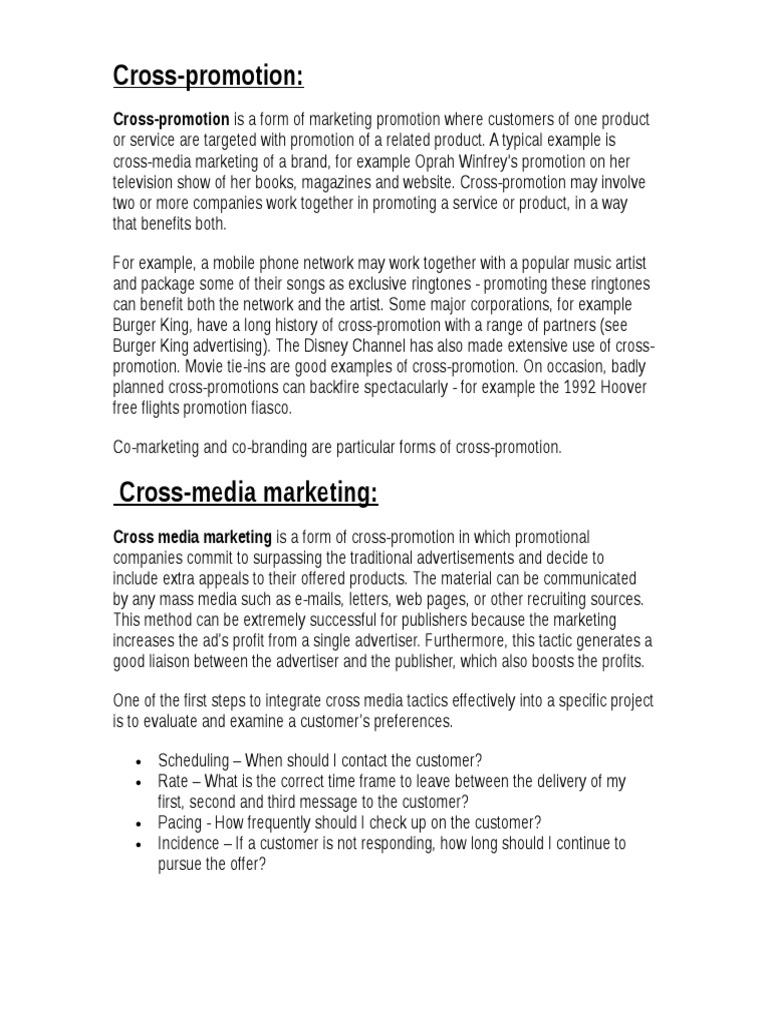 Cross Promotion | Communication | Marketing