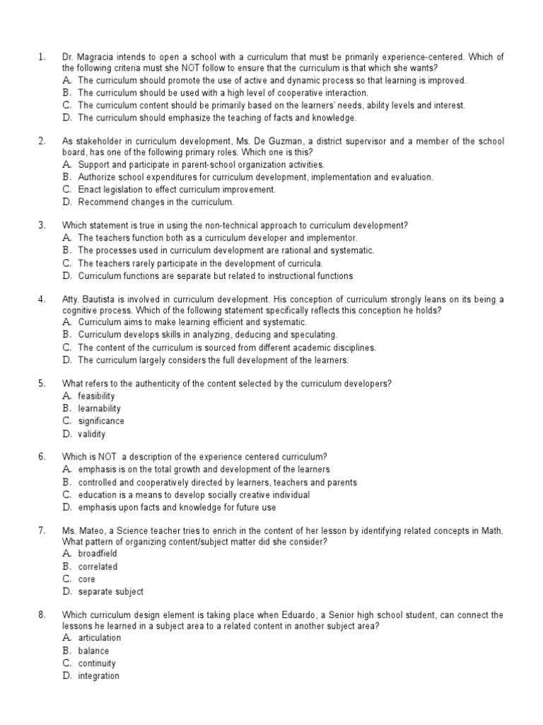 LET Methods and Strategies Questionnaire | PDF | Curriculum ...