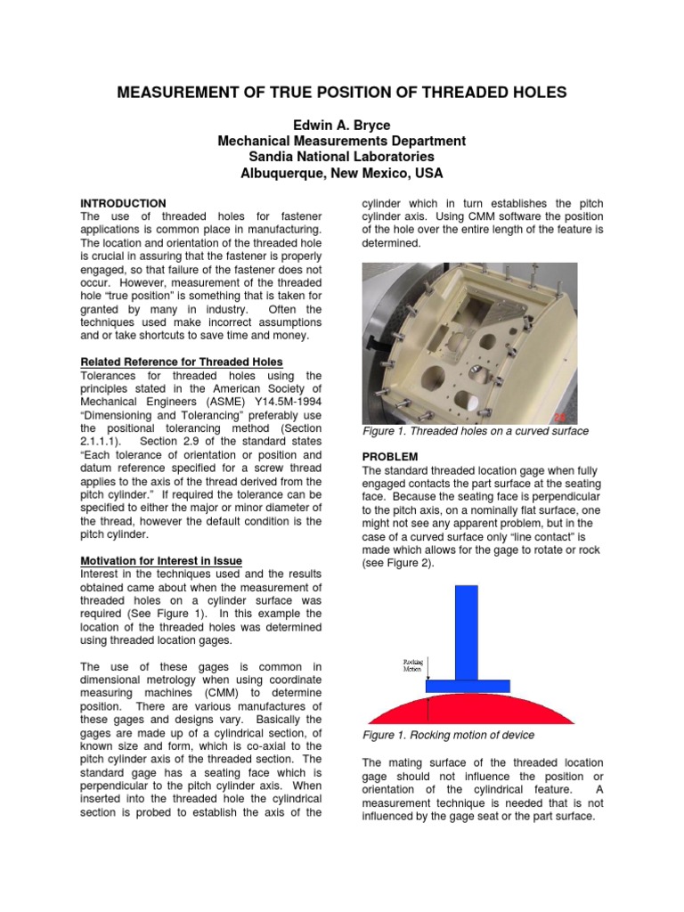 Measurement of True Position of Threaded Holes | PDF