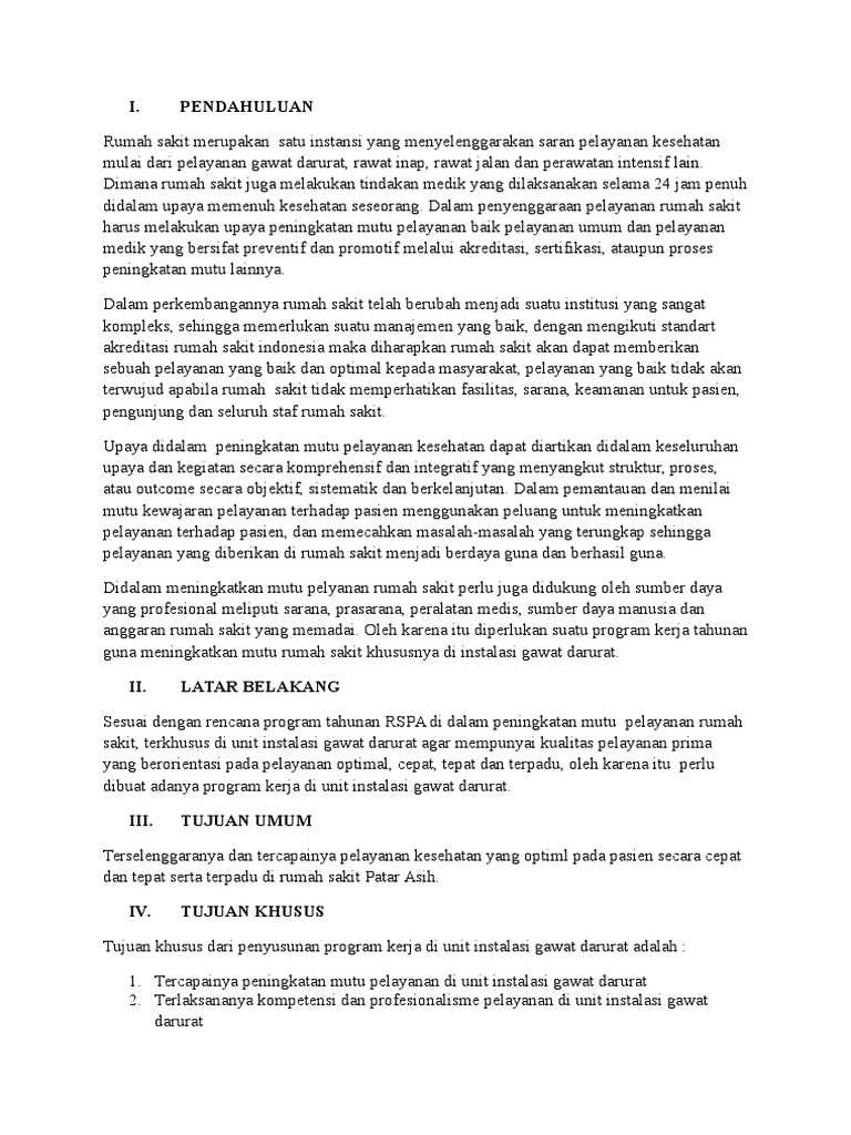 Program Kerja IGD | PDF