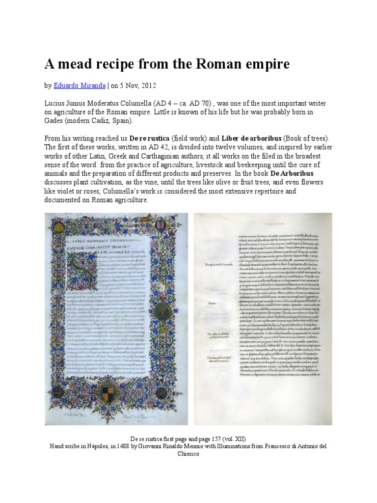 A Mead Recipe From The Roman Empire | PDF | Pound (Mass) | Units Of ...