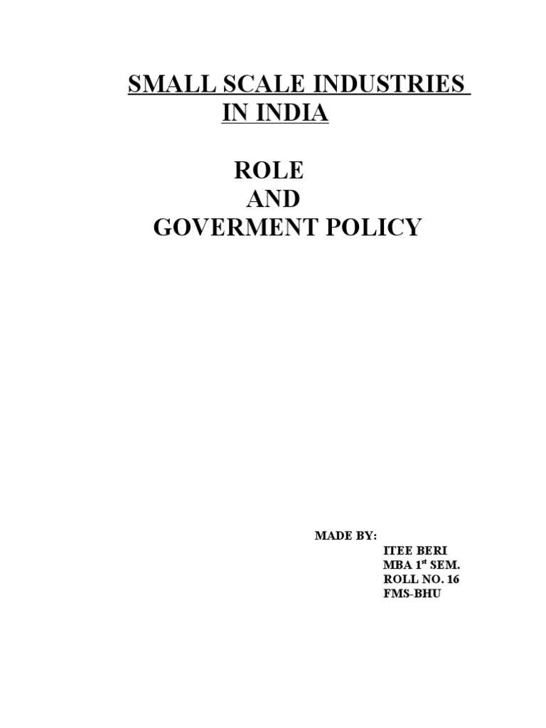 Small Scale Industries in India: Overview | PDF | Small And Medium ...