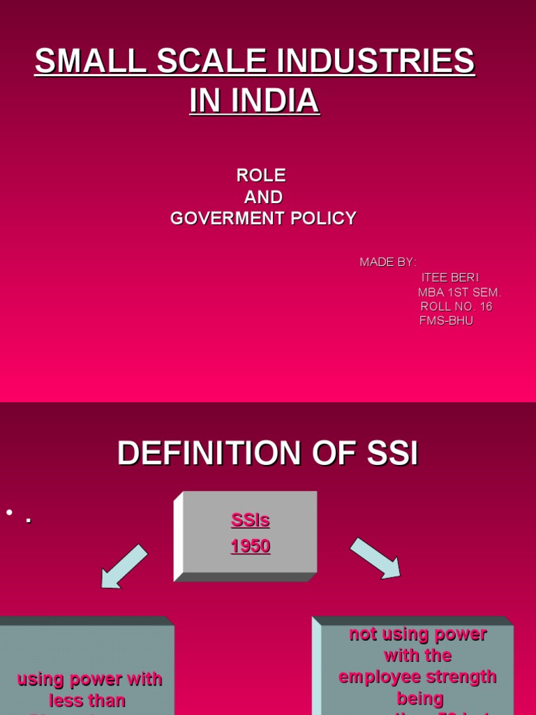 Small Scale Industries in India | PDF | Economic Growth | Small And ...