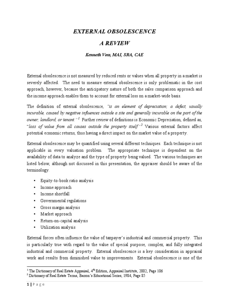 External Obsolescence | PDF | Real Estate Appraisal | Economics