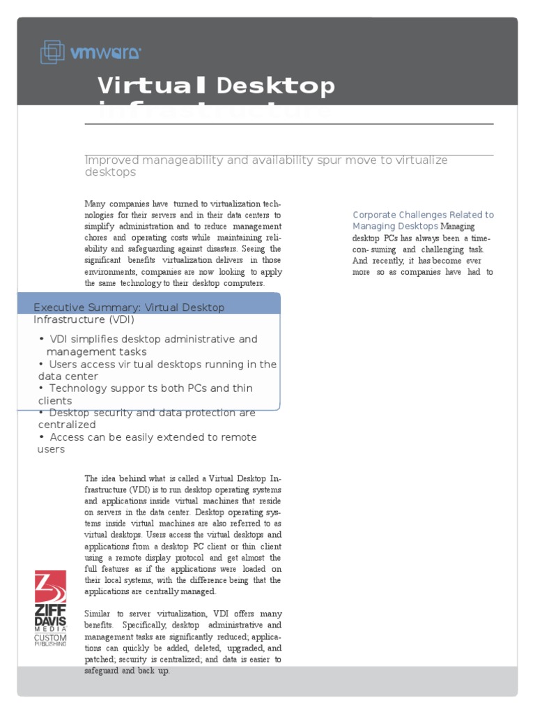 Virtual Desktop Infrastructure: Improved Manageability and Availability Spur Move To Virtualize ...