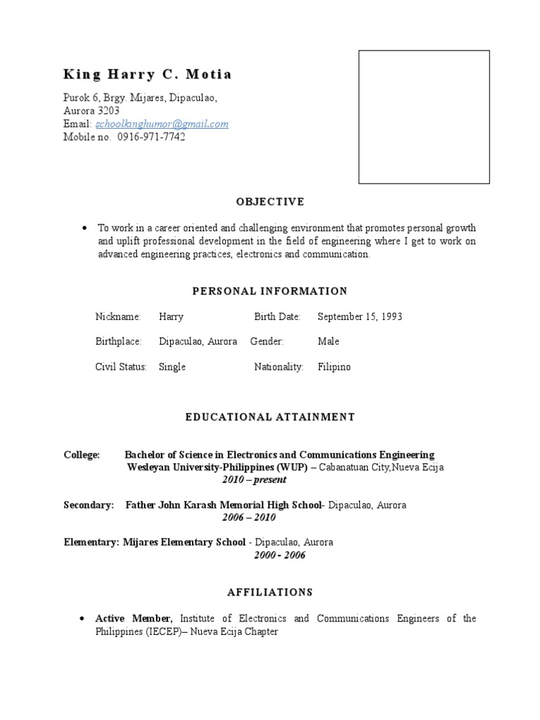 OJT Resume | Communication | Engineering