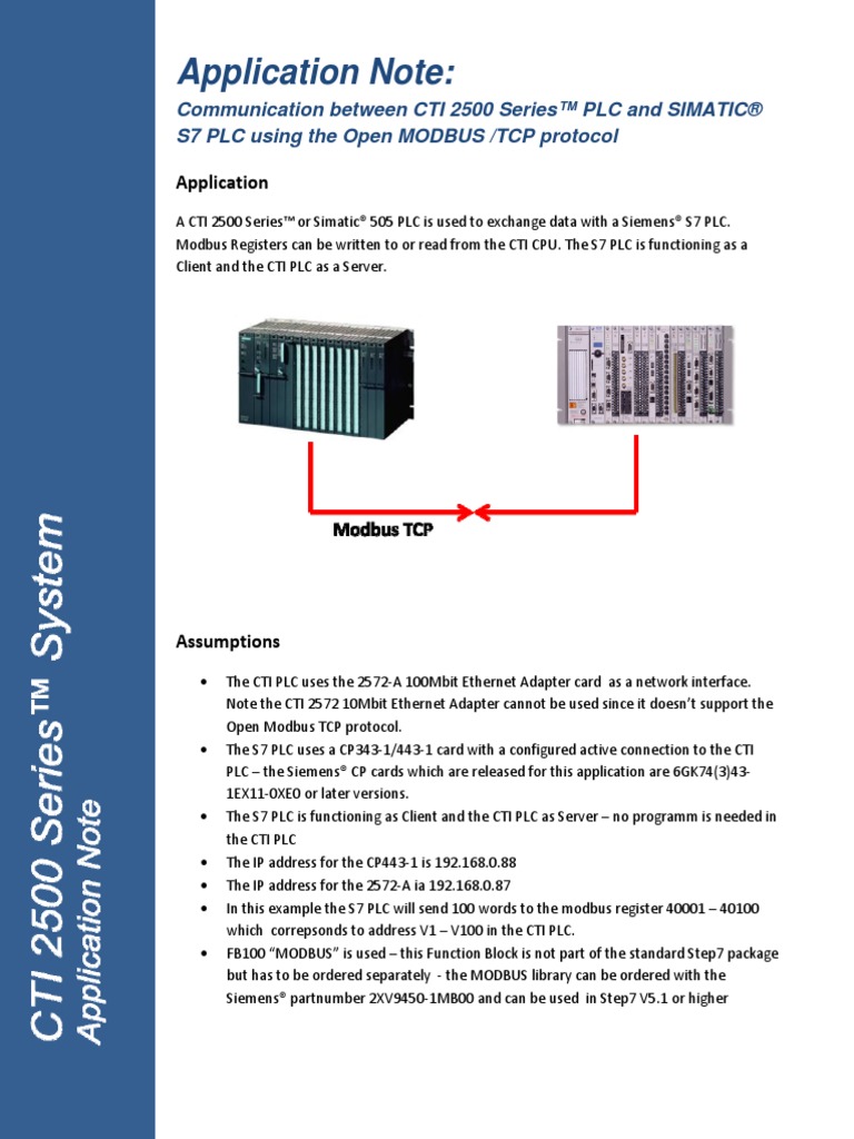 Communication To Simatic S7 Using Open Modbus | PDF | Transmission ...