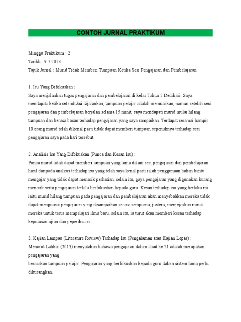 Contoh Jurnal Praktikum | PDF