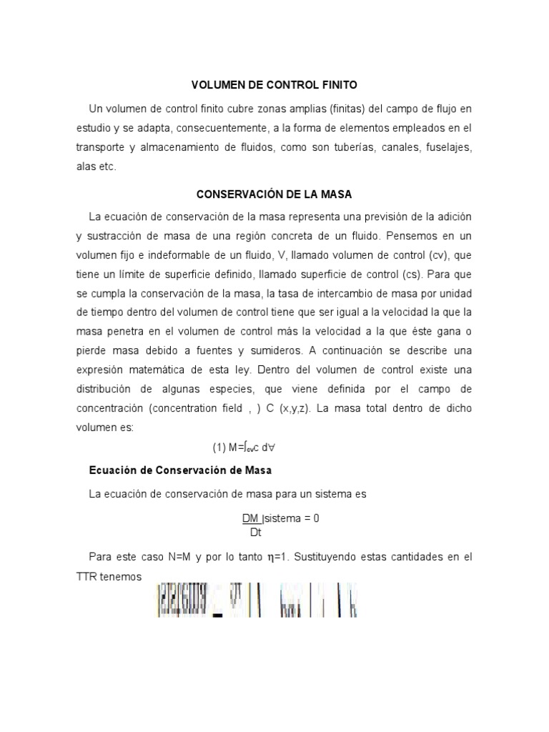 Informe Volumen de Control Finito | PDF | Fluido | Ecuaciones