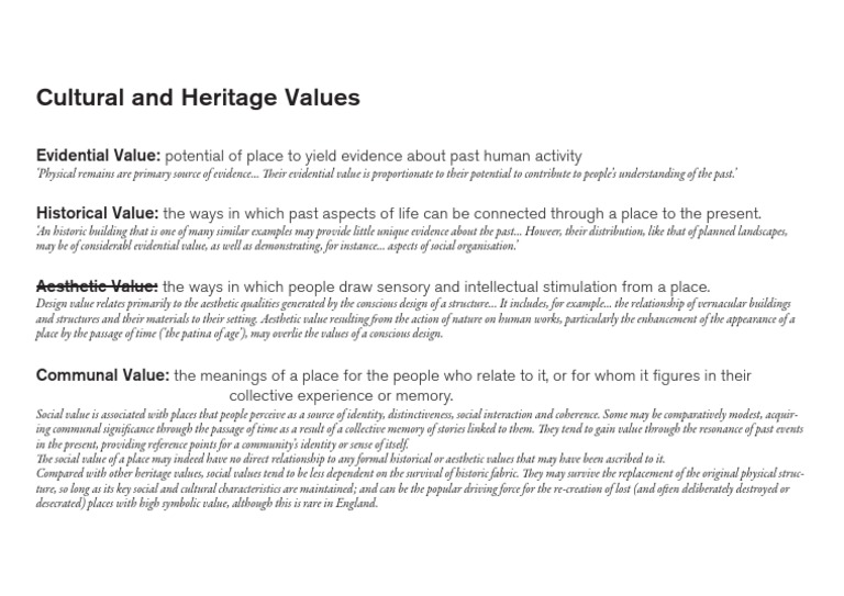 Understanding Cultural Heritage Values | PDF