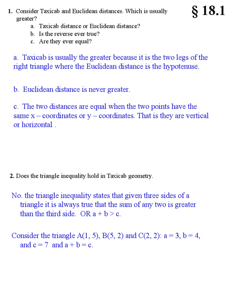 Taxicab | PDF | Distance | Triangle
