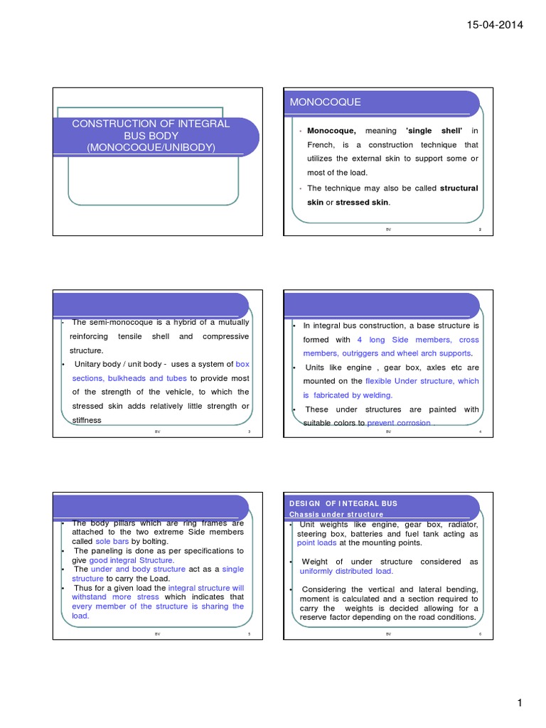 Construction of Integral Bus Body (Monocoque | PDF | Vehicles | Wheeled ...