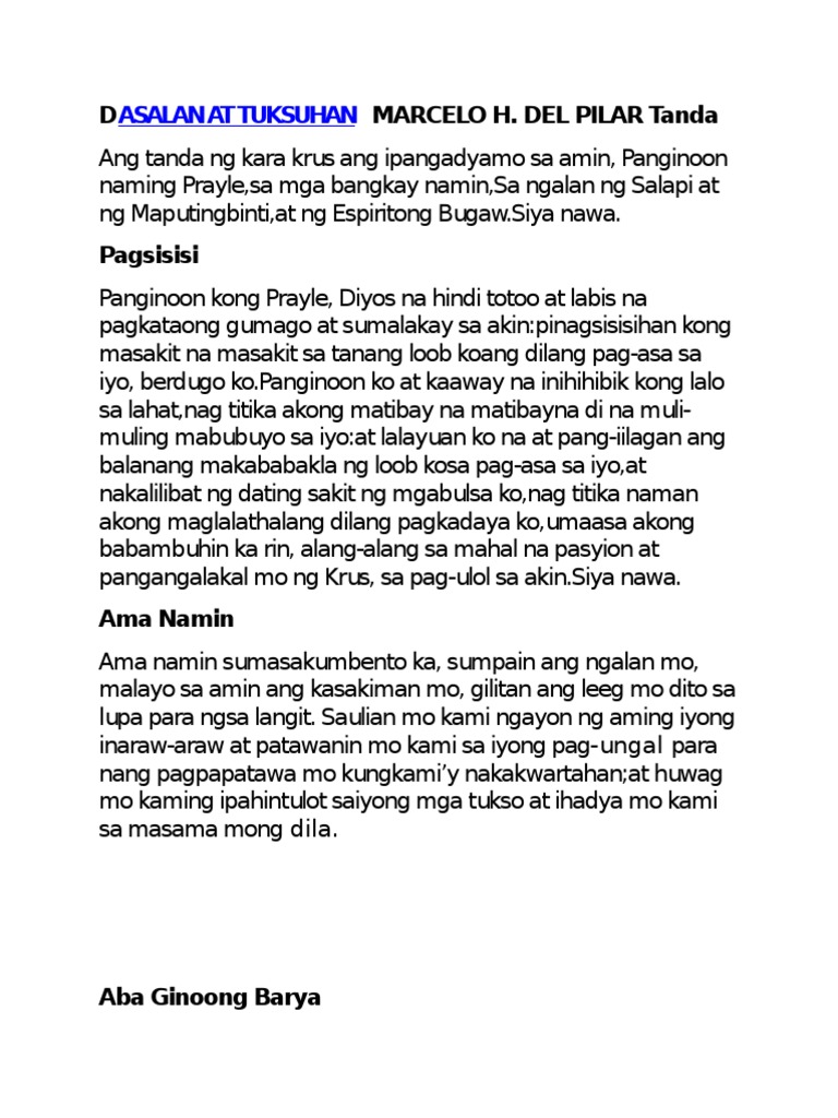 Dasalan at Tocsohan Marcelo H. Del PIlar | PDF