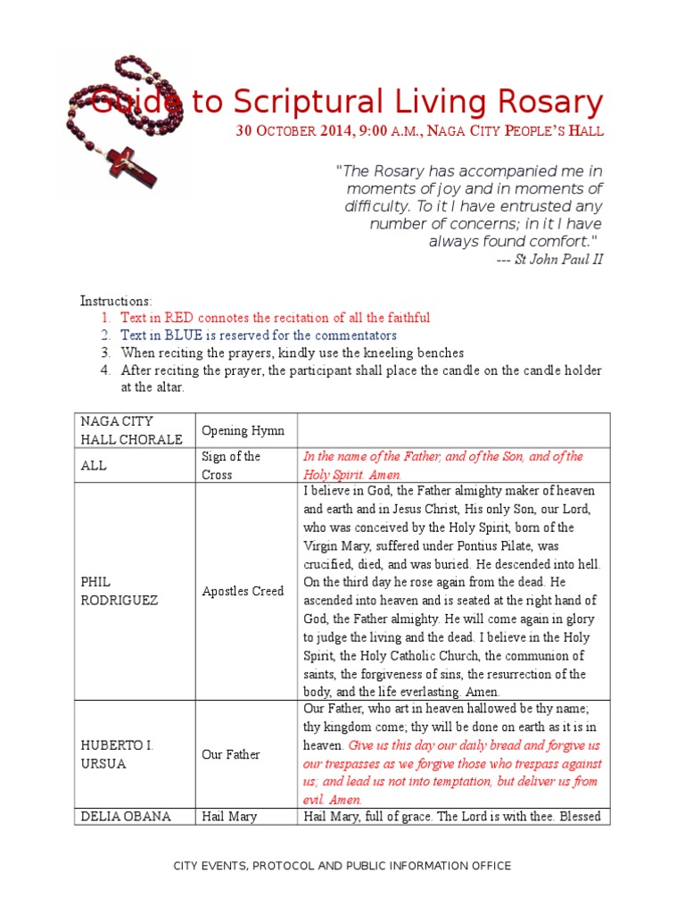 Guide To Scriptural Living Rosary | PDF | Lord's Prayer | Mary, Mother ...