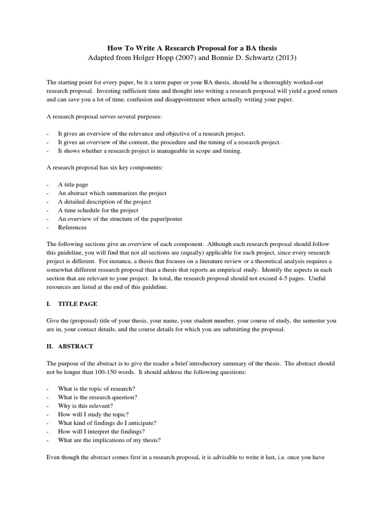 How To Write A Research Proposal For A BA Thesis | PDF | Hypothesis ...