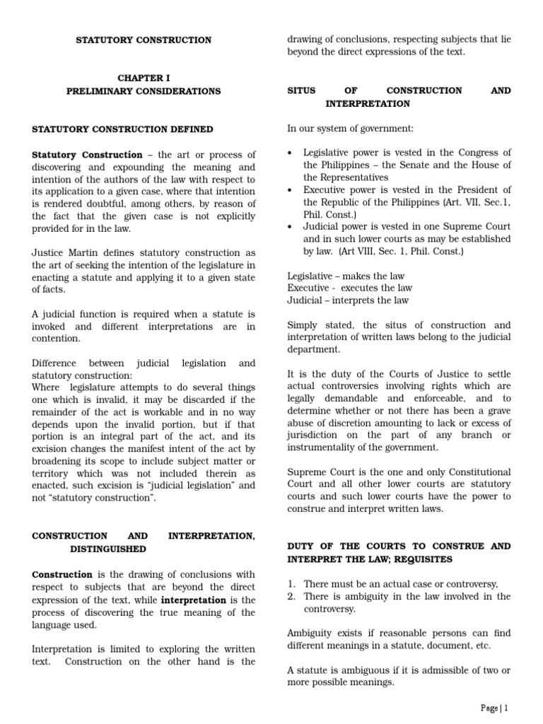 Statutory Construction Diaz | PDF | Statutory Interpretation | Bill (Law)