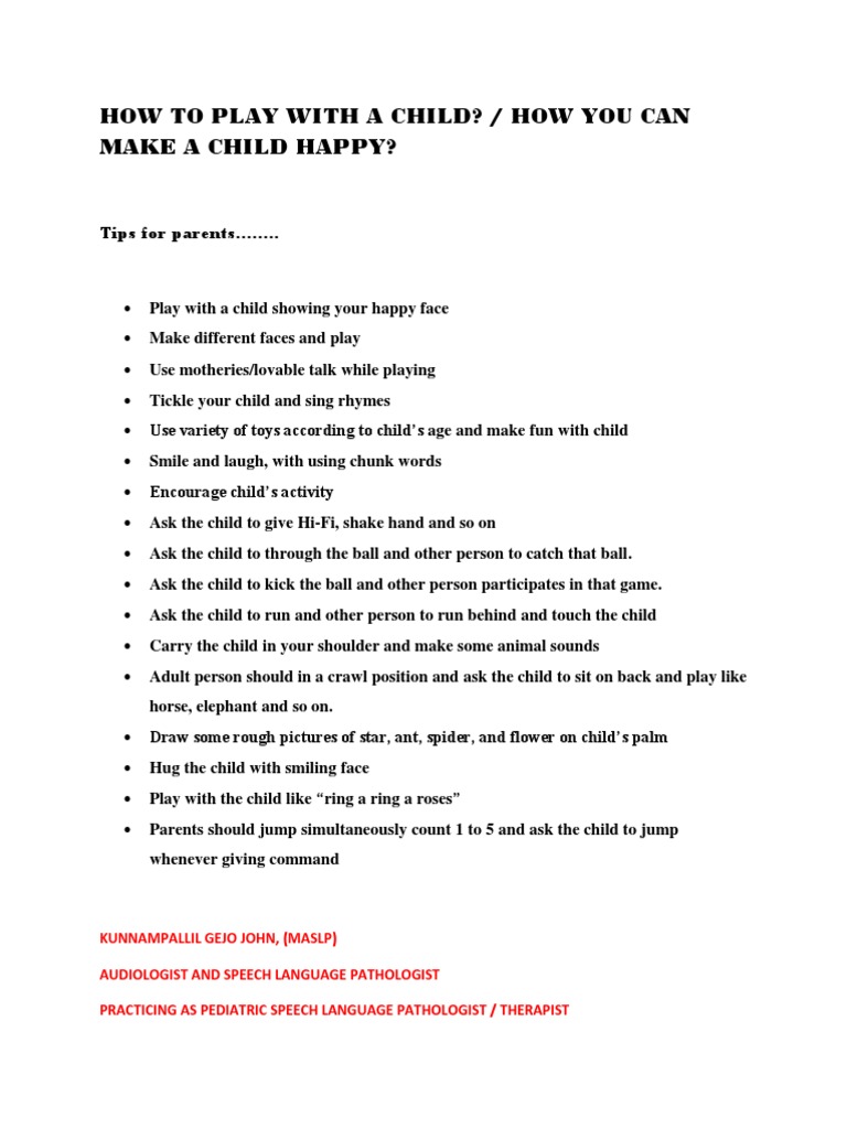 How To Play With A Child ? | PDF