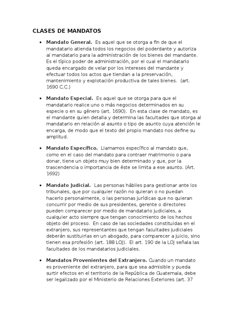 Clases de Mandatos | PDF | Virtud | Información del gobierno