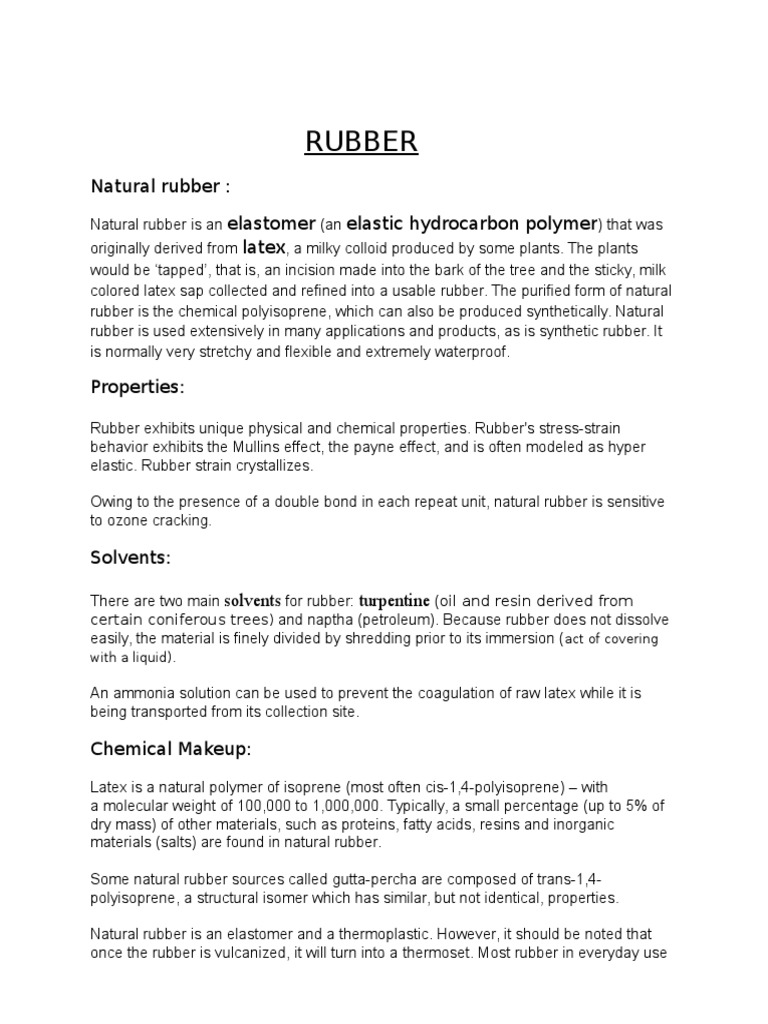 Rubber | PDF | Natural Rubber | Fuels