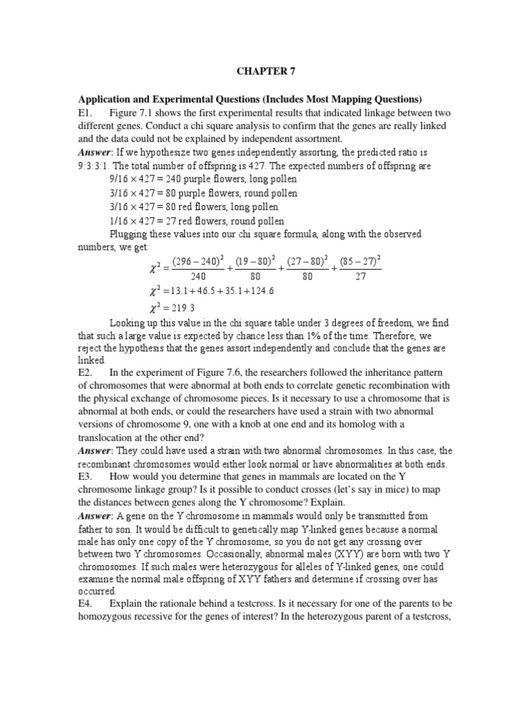 Ch07 App Experimental Answers | PDF | Zygosity | Genetic Linkage