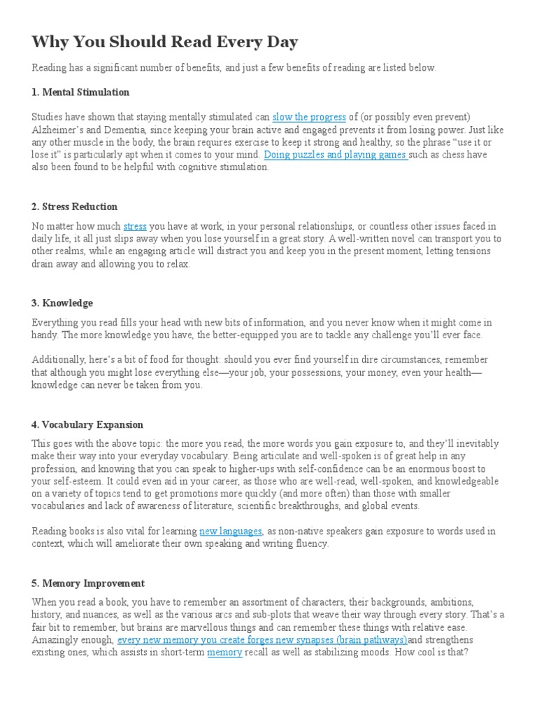 Why You Should Read Every Day | PDF | Reading (Process) | Memory