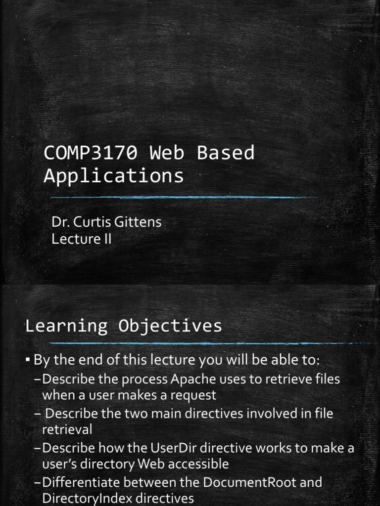 COMP3170 Web Based Applications: Dr. Curtis Gittens | PDF | Web Server | Internet & Web