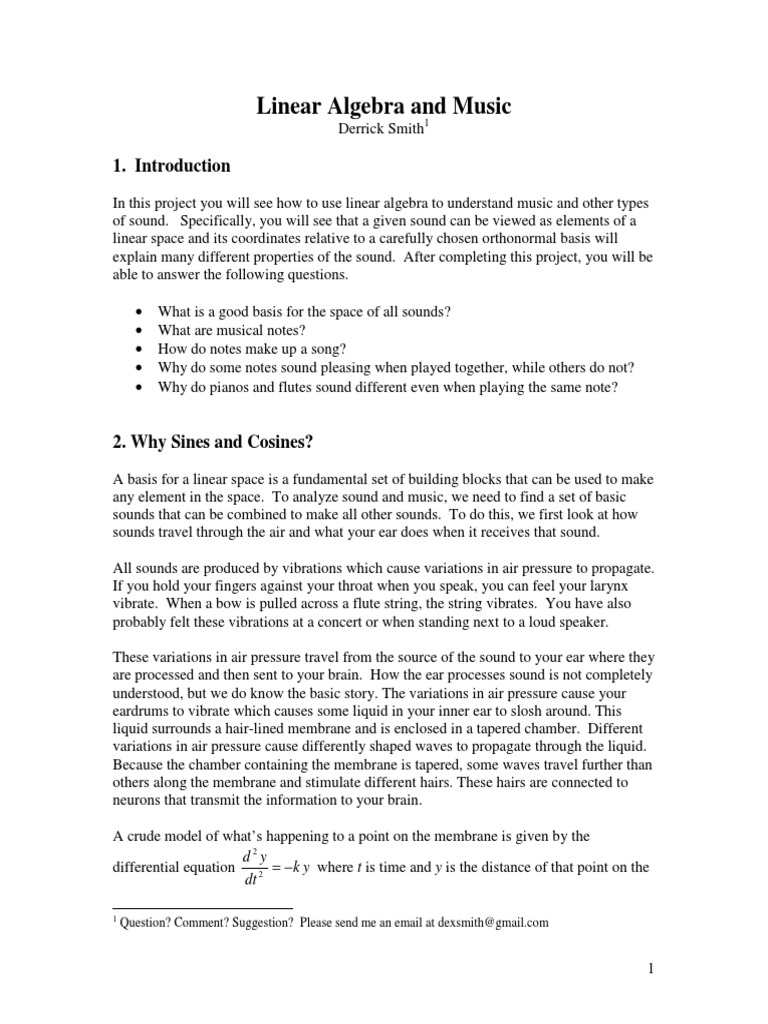 Music & Algebra | PDF | Sine | Basis (Linear Algebra)