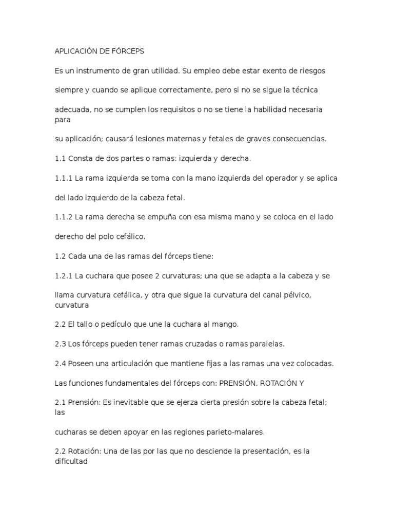 Aplicación de Fórceps | PDF | Parto | Pelvis
