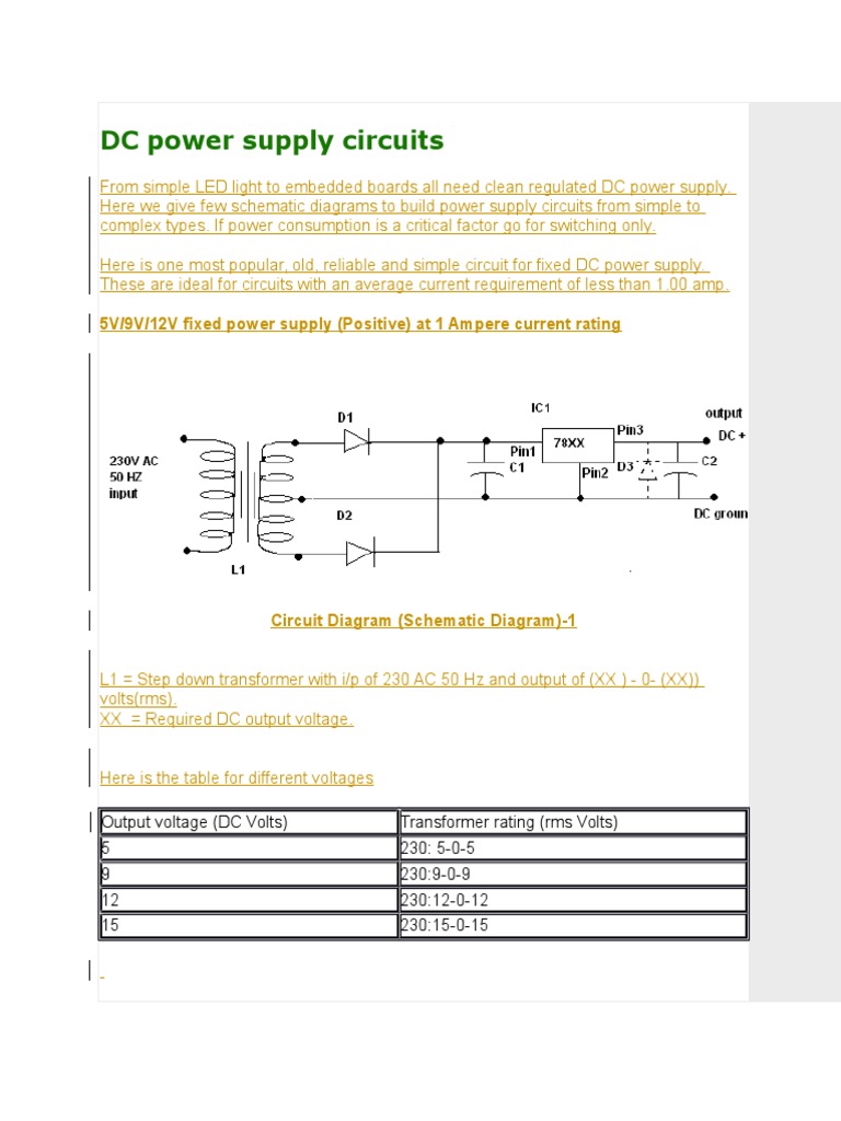 DC Power Supply Circuits | PDF
