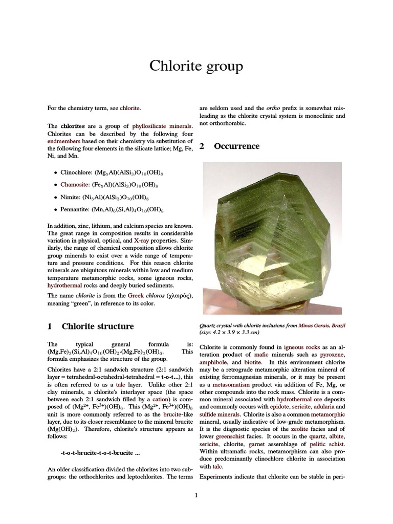 Chlorite Group | Classification Of Minerals | Earth & Life Sciences