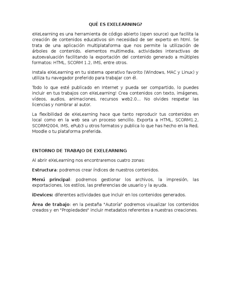 Exelearning 2.0.1 | PDF | HTML | Archivo de computadora